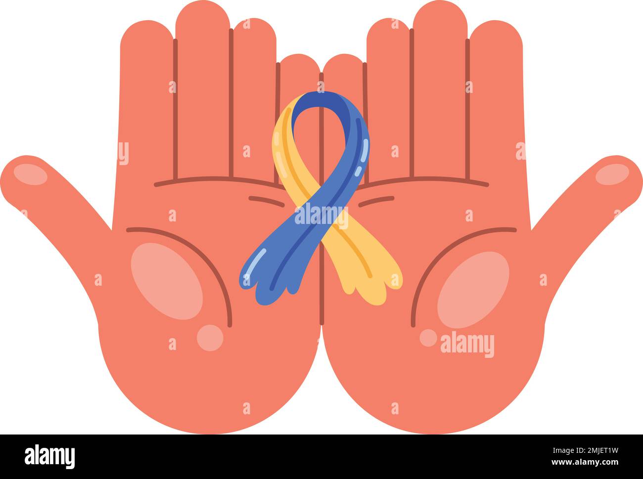 Hands blue yellow ribbon Cut Out Stock Images & Pictures - Alamy