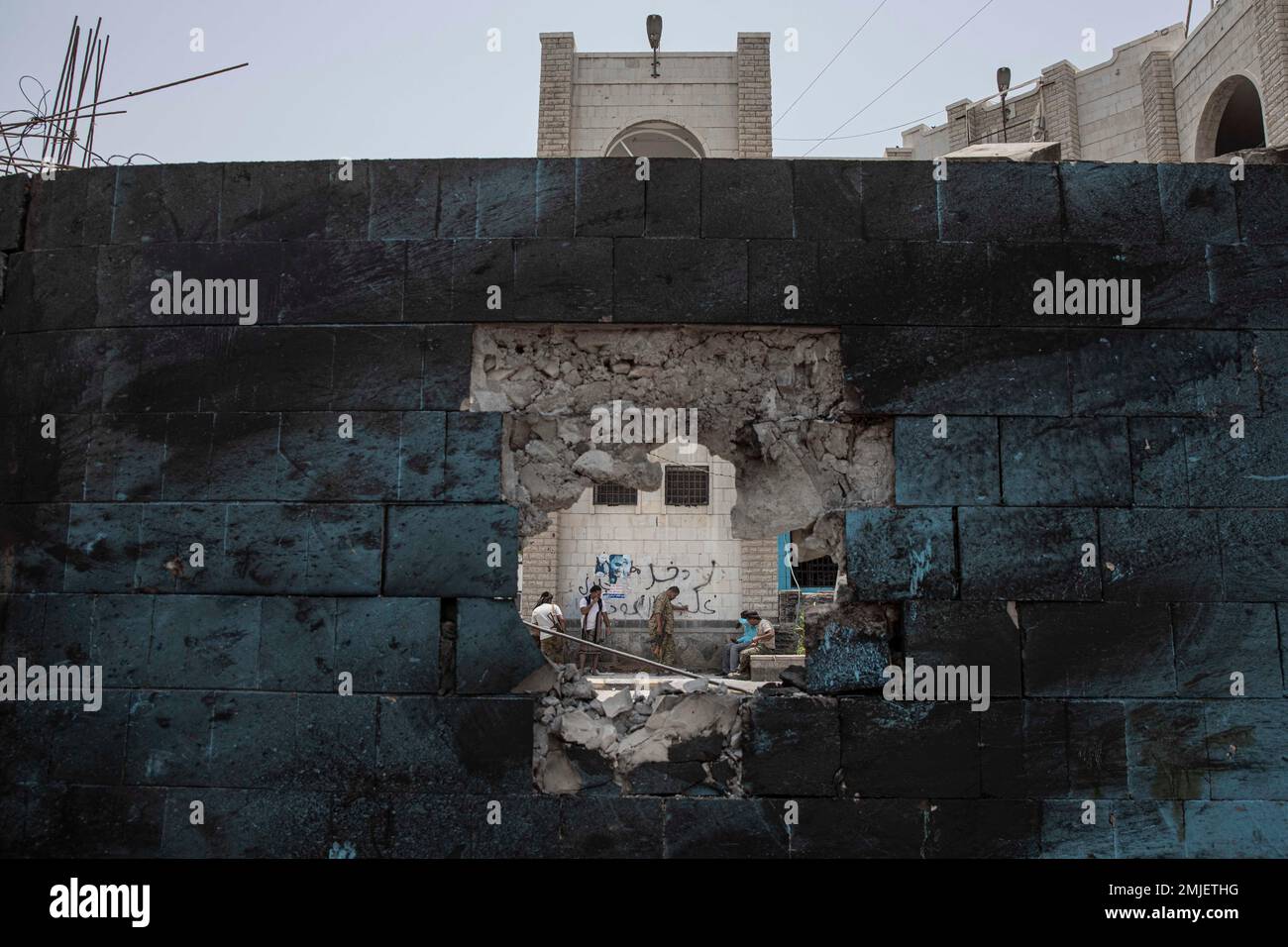 Soldiers guard the site of a deadly attack inside the Sheikh Othman ...