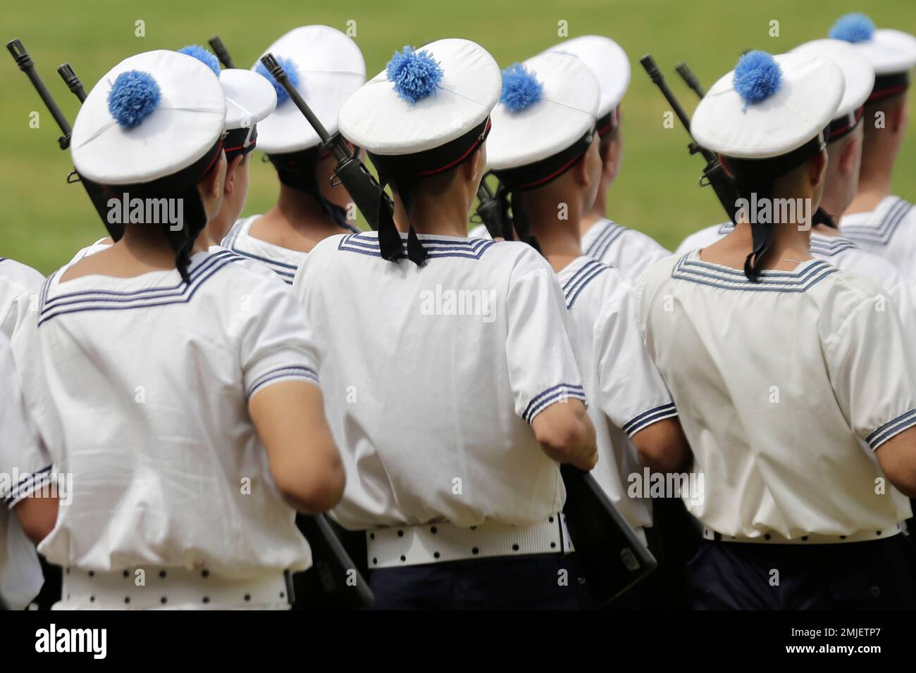 Lebanese officers parade during a graduation ceremony marking the 74th ...