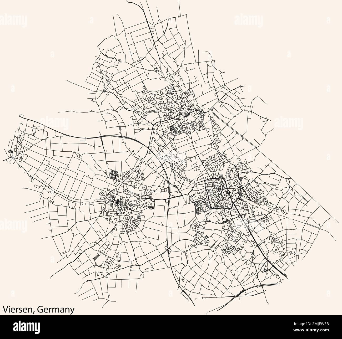 Street roads map of VIERSEN, GERMANY Stock Vector Image & Art - Alamy