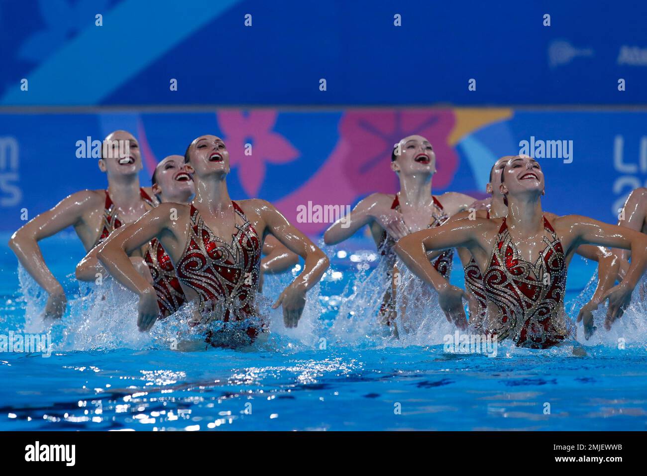 Members of Canada's artistic swimming team compete in the free routine ...