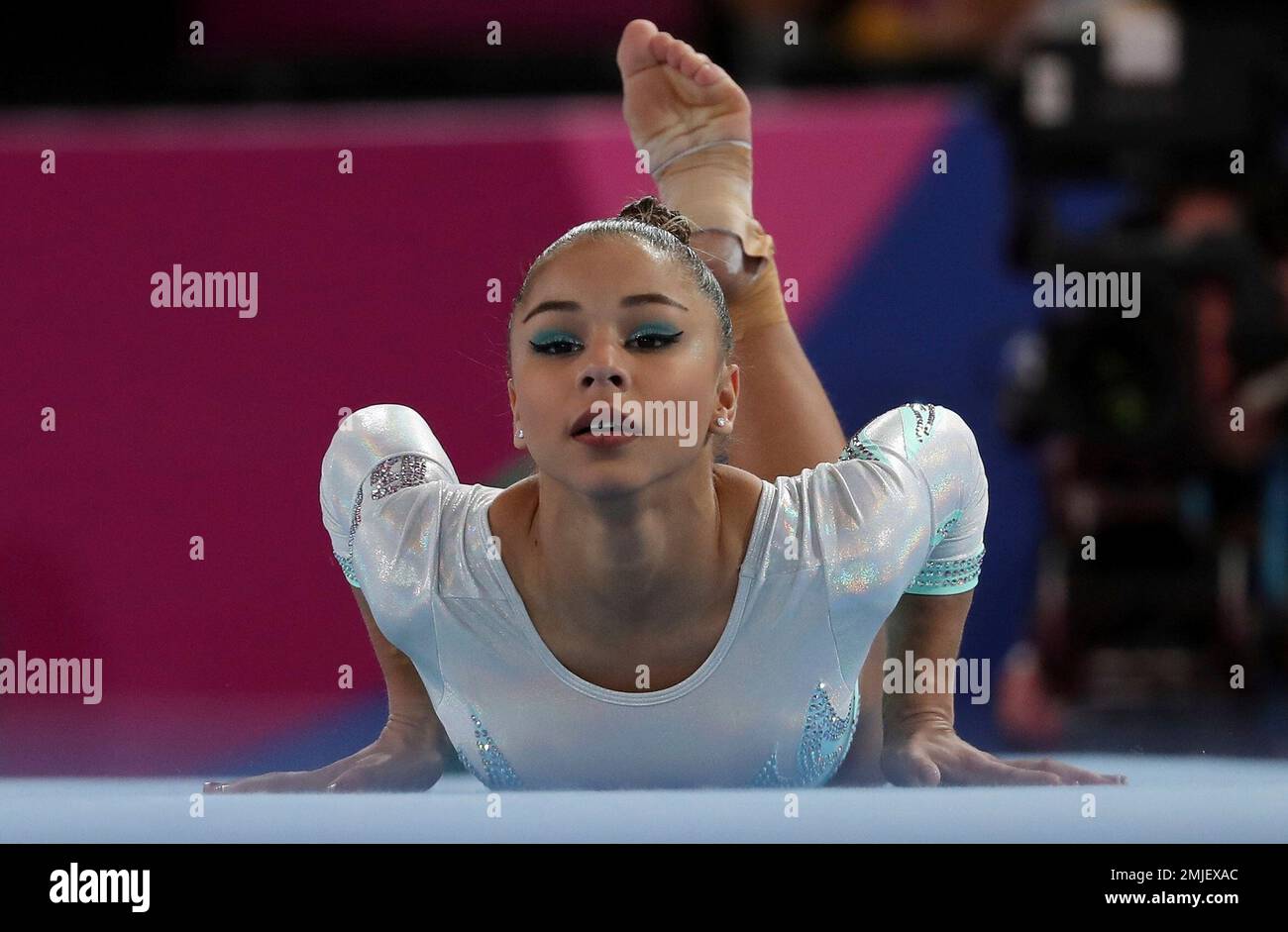 Flavia Saraiva of Brazil competes in the floor exercise to win the ...