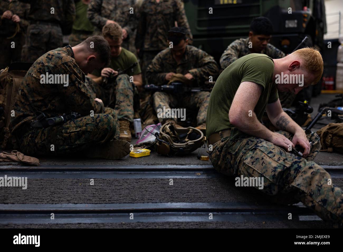 U.S. Marines with Battalion Landing Team 2/5, 31st Marine Expeditionary ...