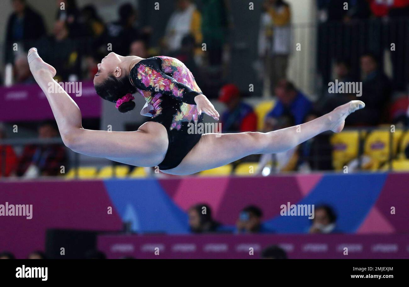 Brooklyn Moors of Canada competes in the floor exercise to win the gold ...
