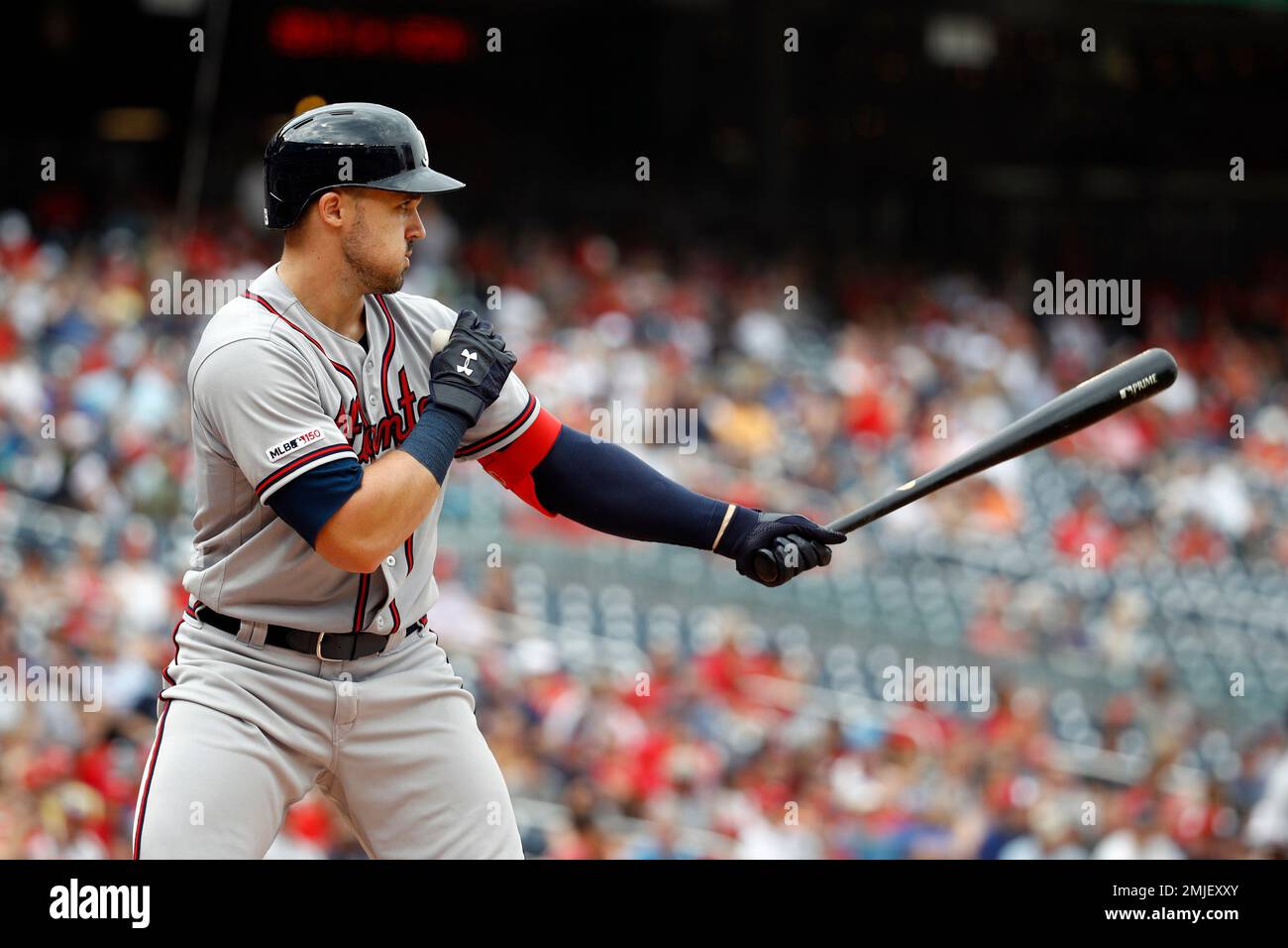 Atlanta Braves' Adam Duvall stands in the batter's box during an at-bat ...
