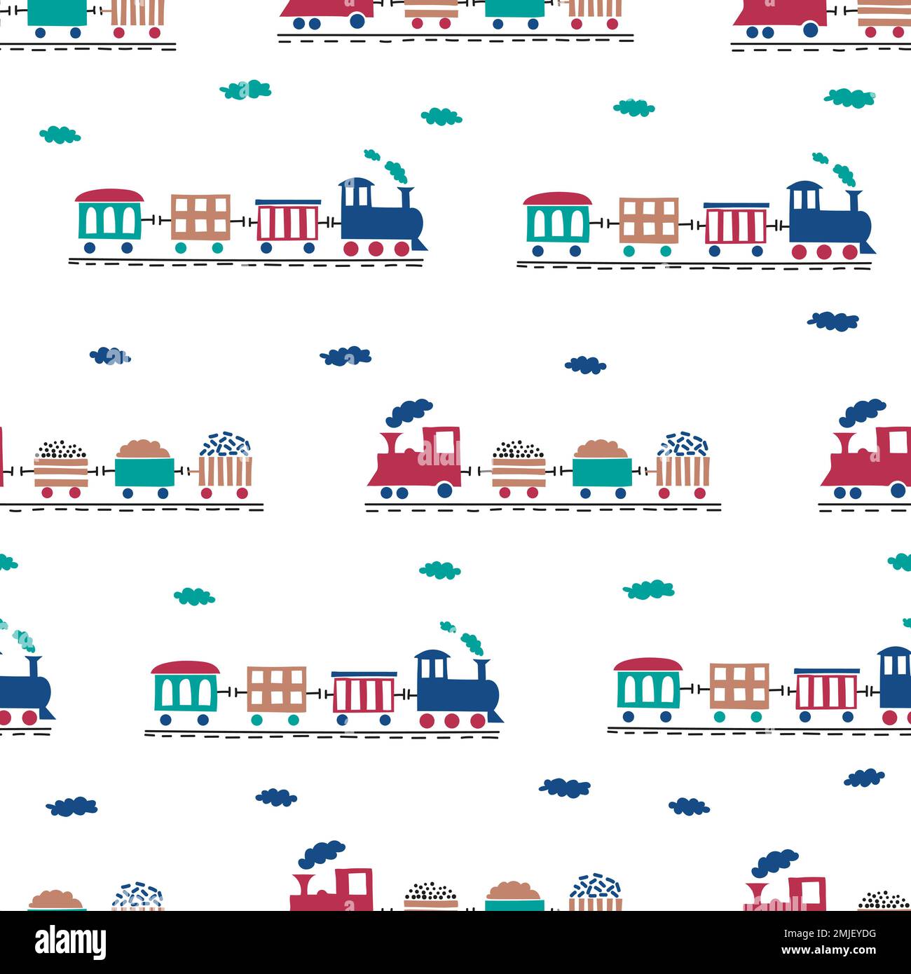 Toy trains seamless pattern. Vector background for kids design Stock ...