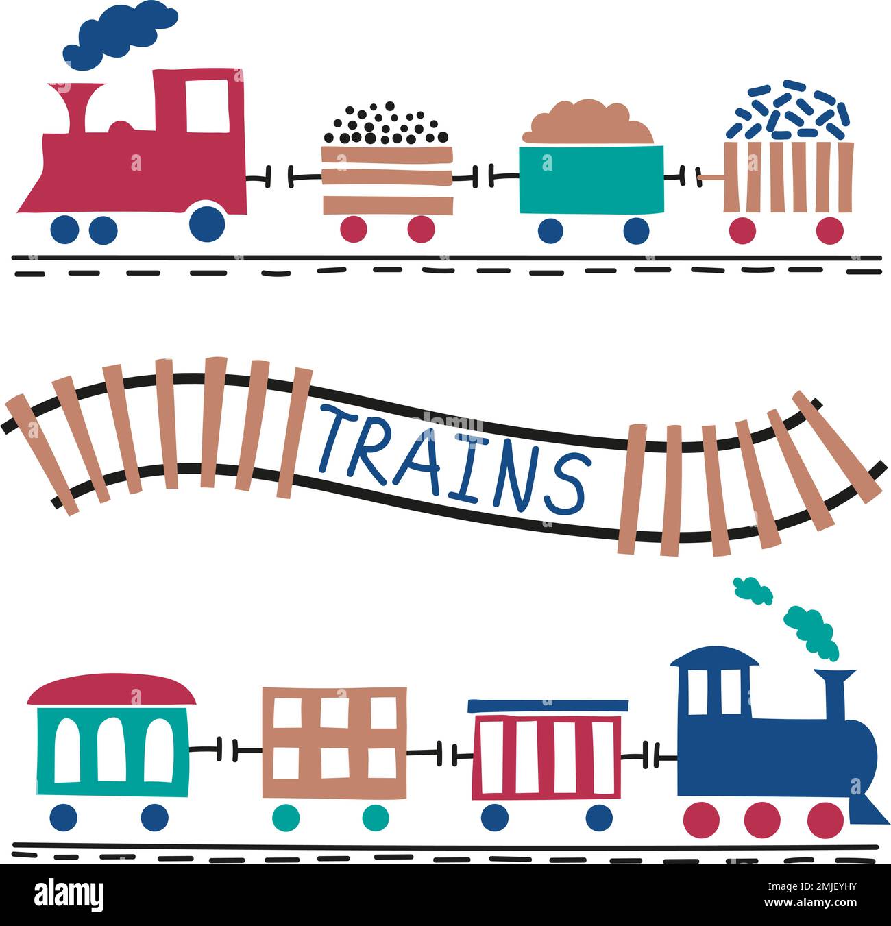 Toy trains isolated on white. Vector illustration for kids design Stock ...