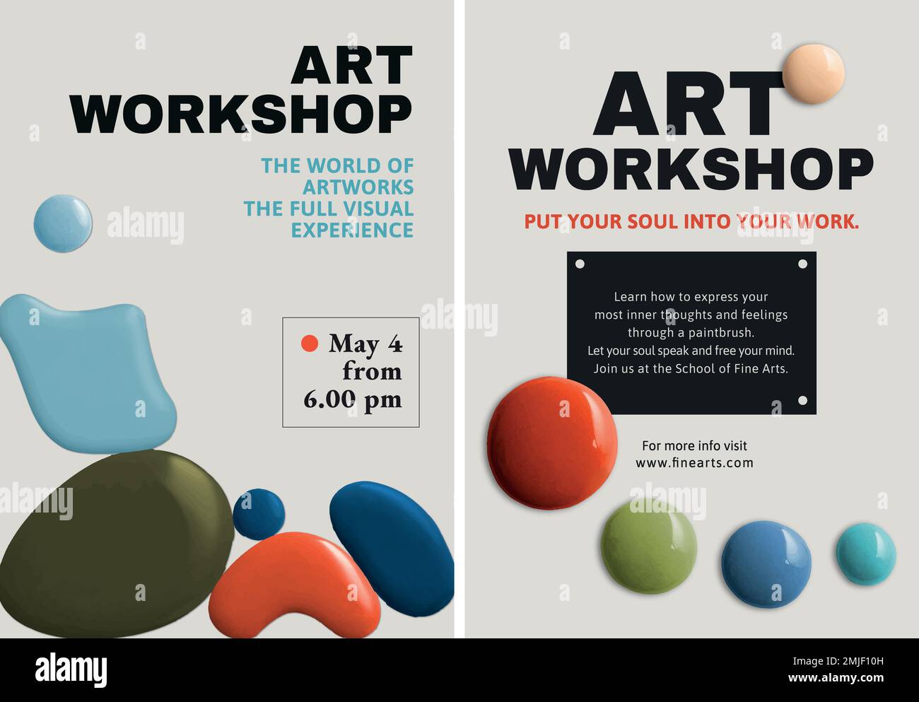 Modern color paint template vector colorful event ad poster dual Stock ...