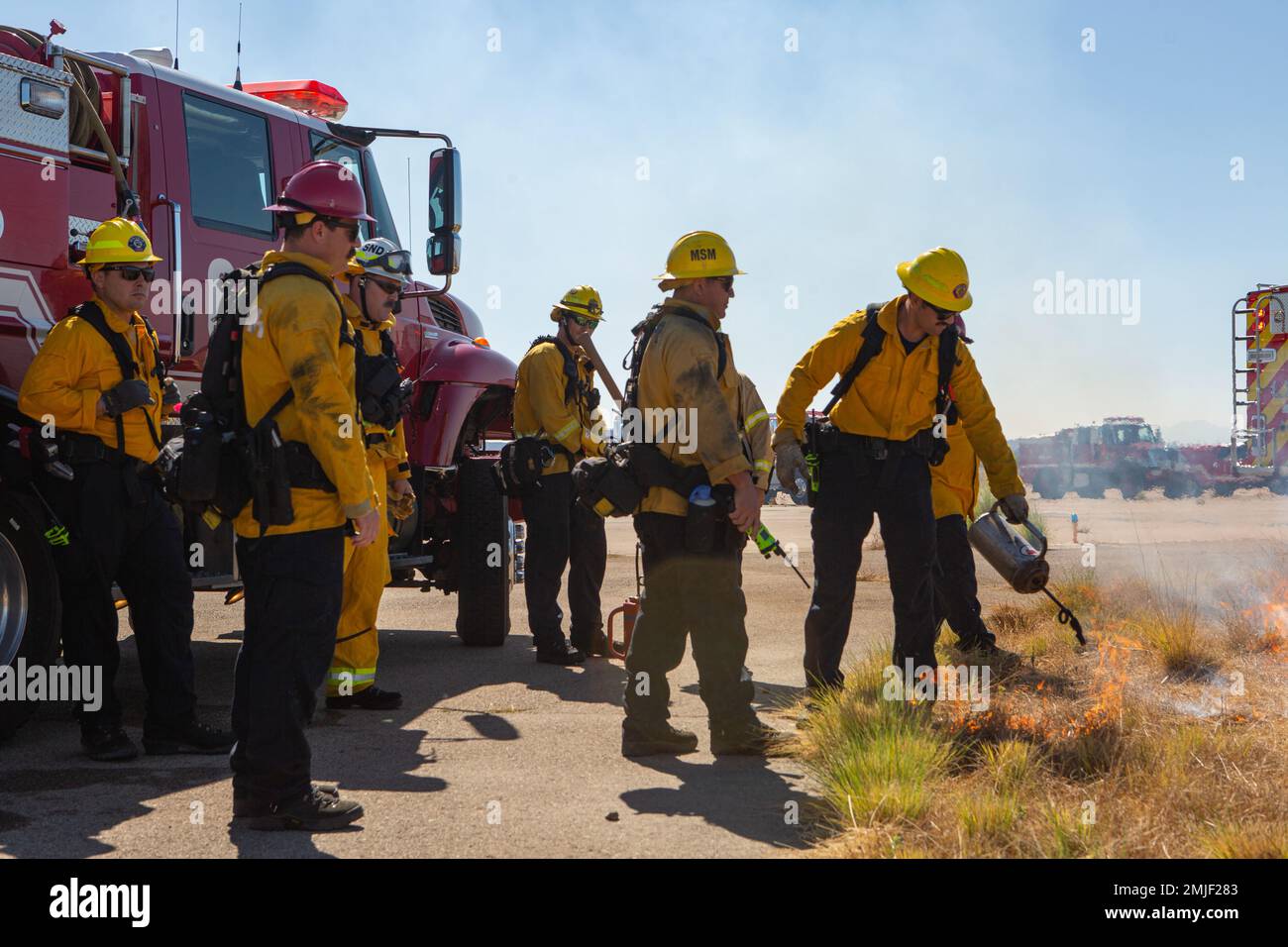 Firefighters from Marine Corps Air Station Miramar Fire Department 61 ...