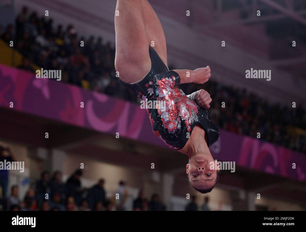 Shallon Olsen of Canada vaults in the women's gymnastics apparatus ...