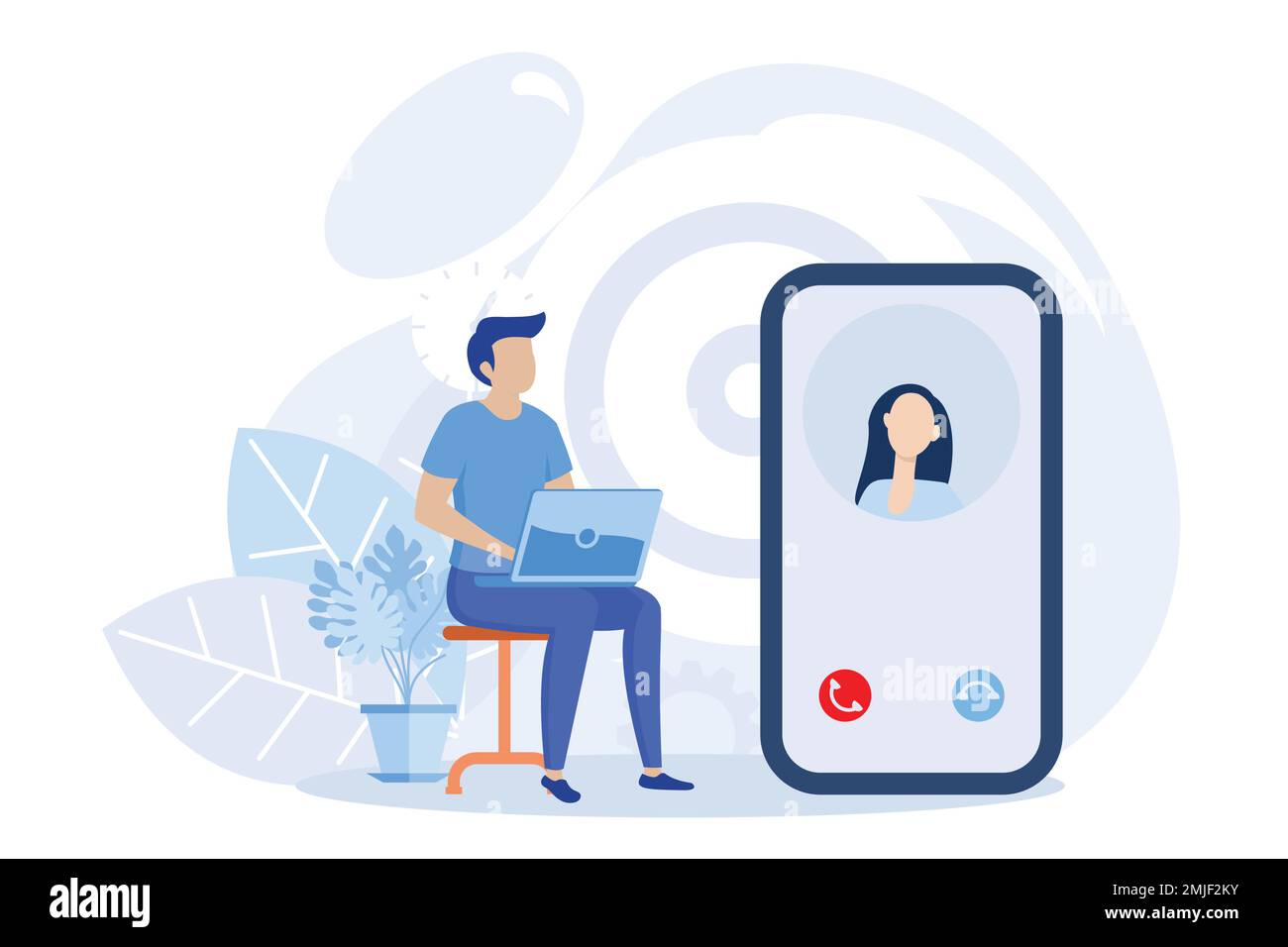 Meeting planning illustration. Manager inviting employees to team ...