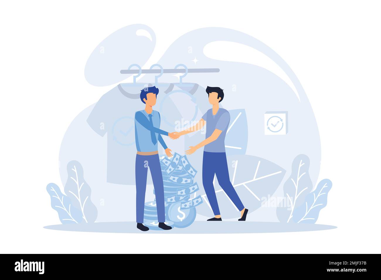 Sustainability illustration. Characters reducing food waste, buying ...