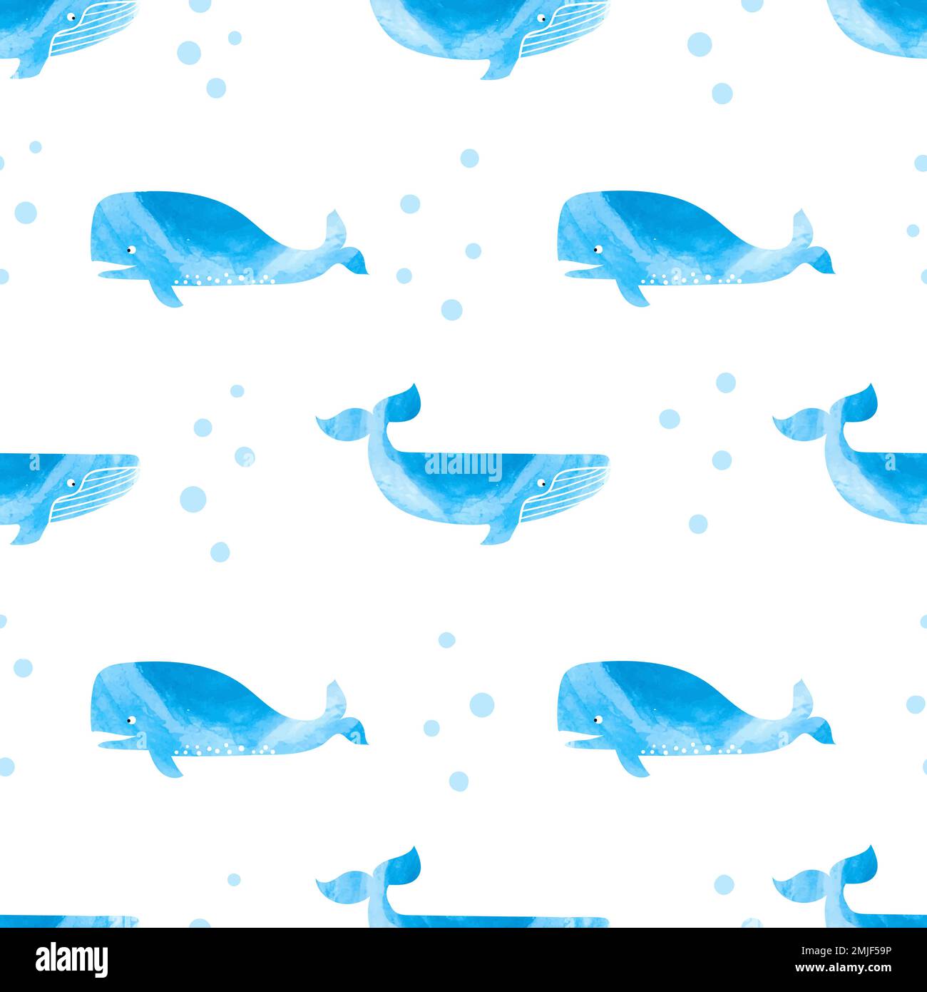 Watercolor whales seamless pattern. Vector illustration Stock Vector ...