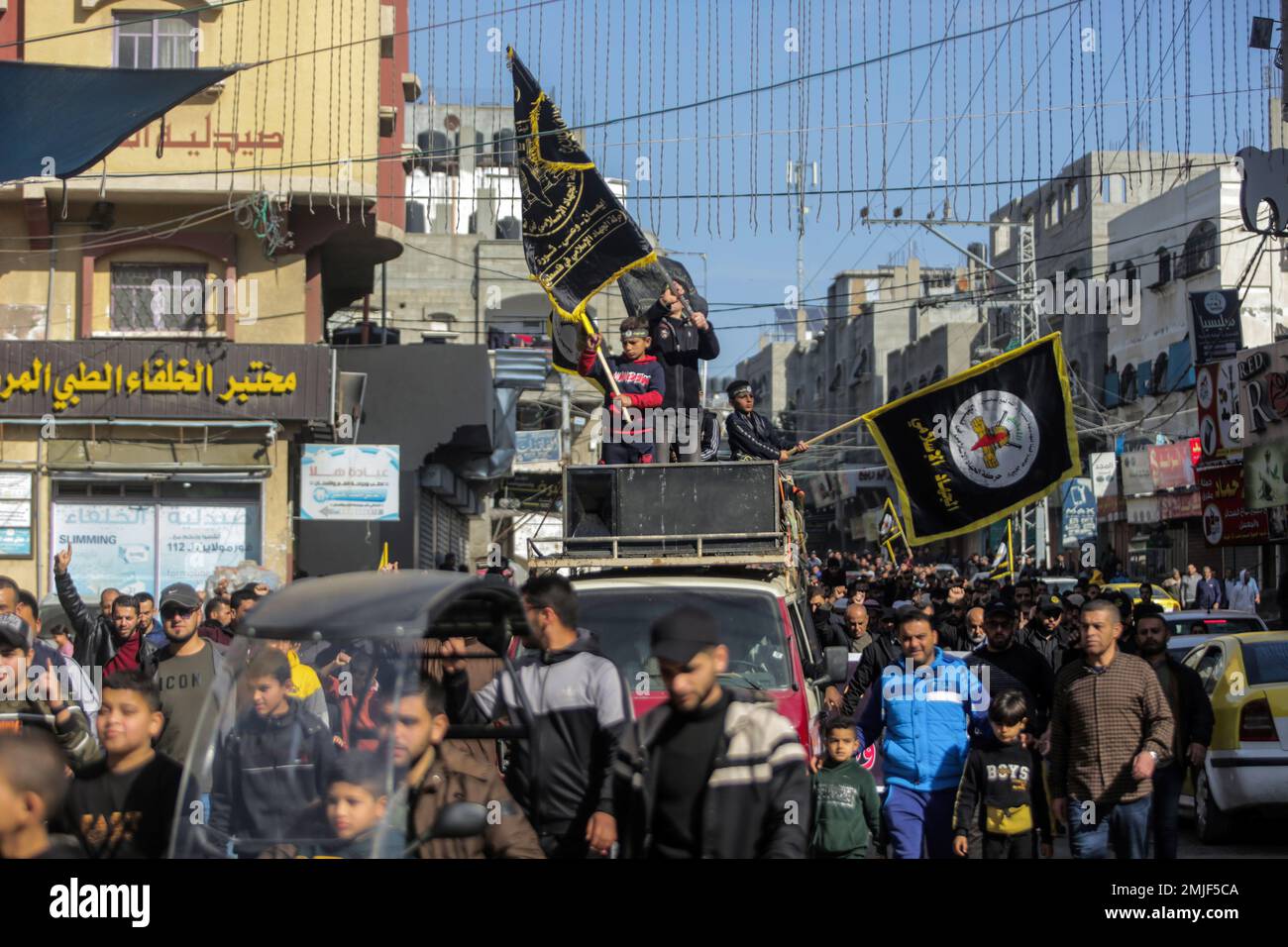 Gaza, Palestine. 27th Jan, 2023. Palestinian supporters of the Islamic ...