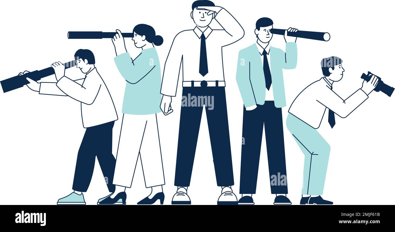 Work team looking to future. Business strategy vision Stock Vector ...