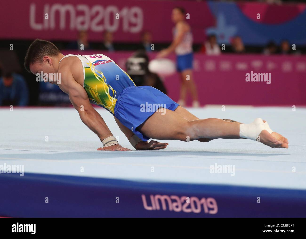 Brazil's Caio Souza competes his floor exercise in the men's gymnastics ...