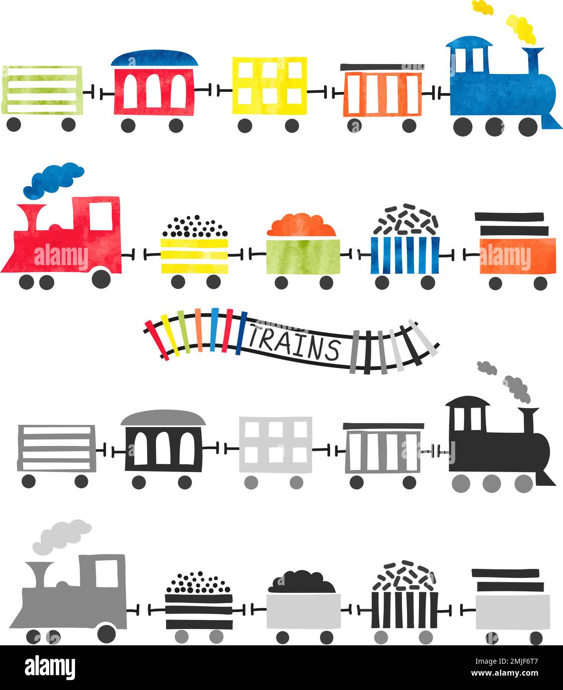 Watercolor toy trains for kids design. Vector illustration Stock Vector ...