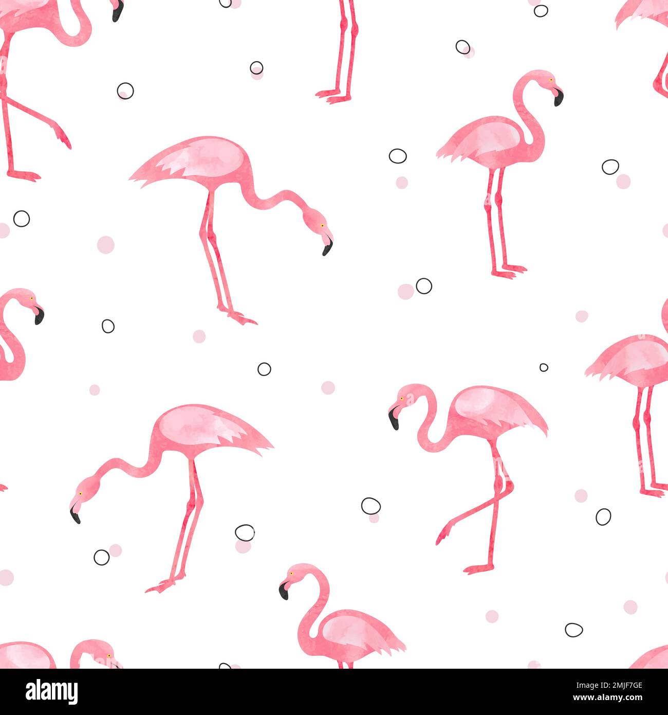 Watercolor pink Flamingo seamless pattern. Vector background design ...