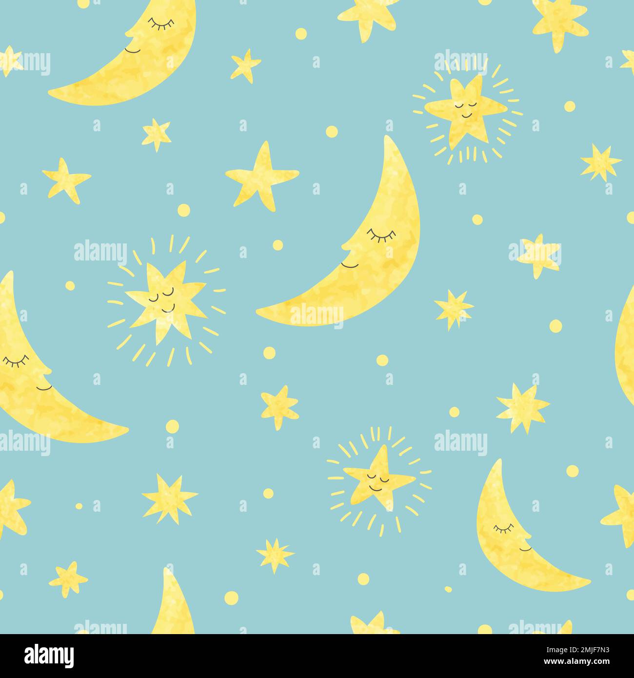 Seamless moon and stars pattern. Vector night illustration for kids ...