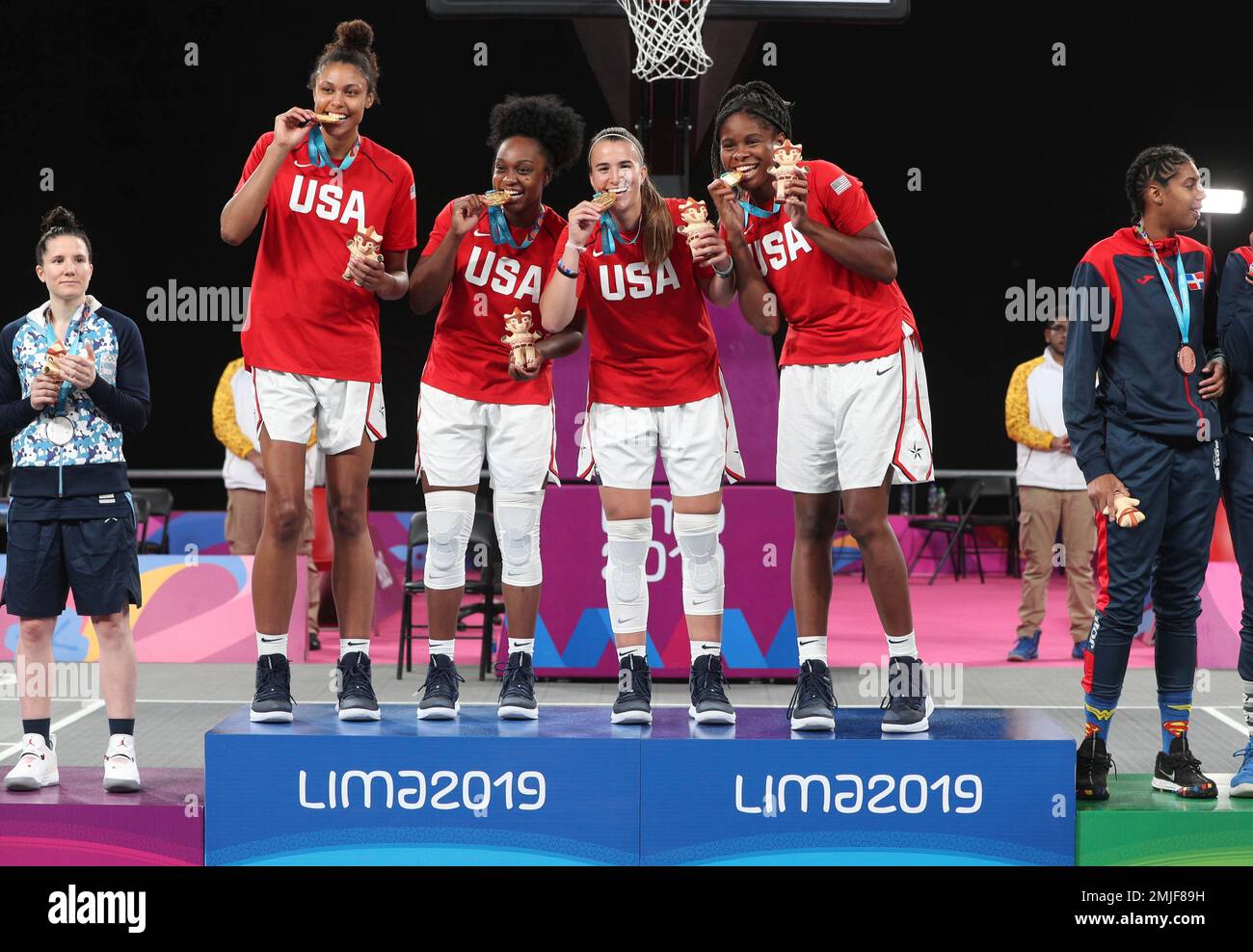 U.S. gold medalists Olivia Nelson, from left to right, Christyn ...
