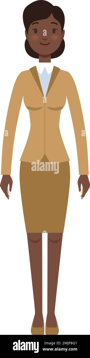 Black female character front view. Cartoon woman Stock Vector Image ...