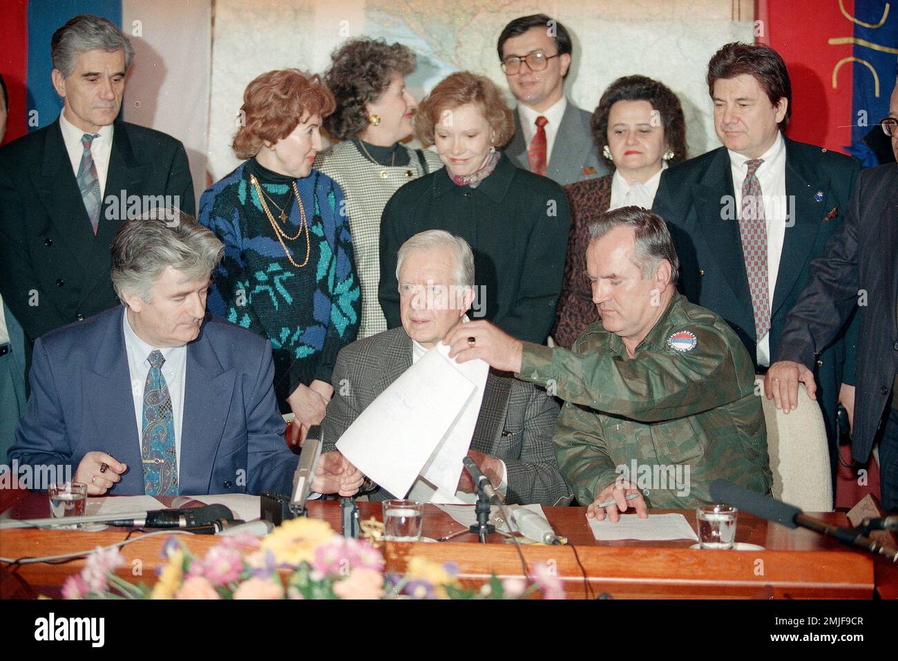 After seven hours of talks at the Bosnian Serb headquarters in Pale ...