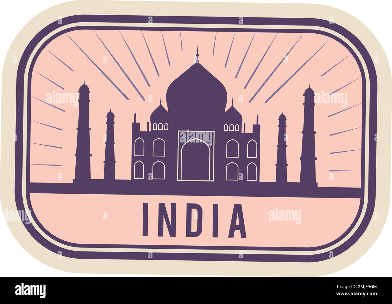 Postmark with famous indian landmark. Retro travel label Stock Vector ...