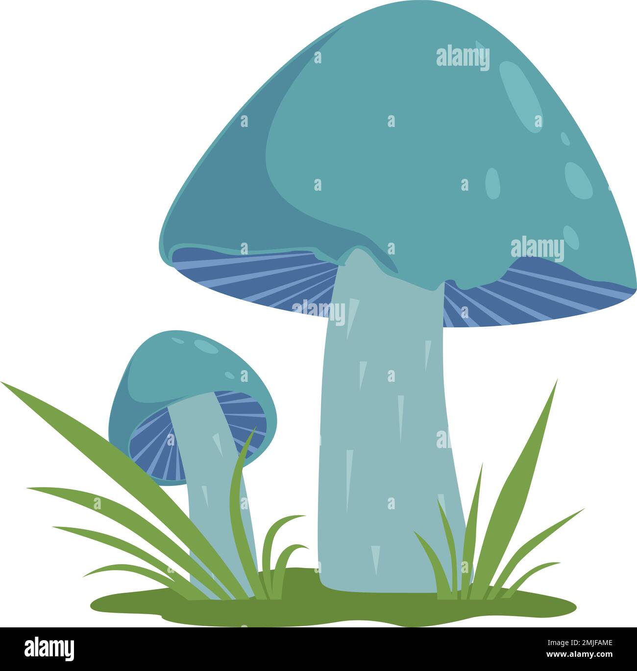 Growing stropharia fungus. Green nature. Cartoon mushroom Stock Vector ...
