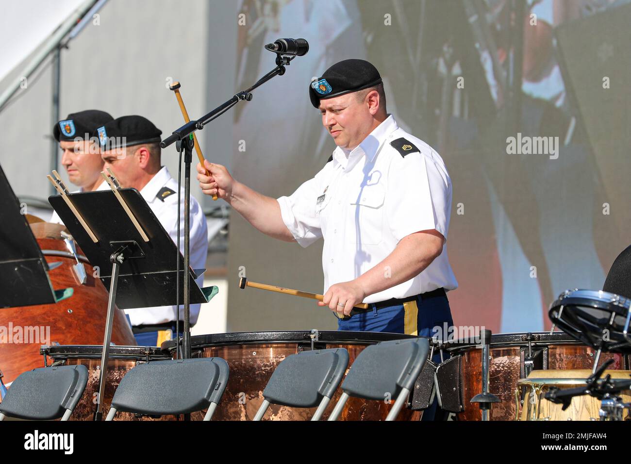 U.S. Army Staff Sgt. David Gerasch, percussionist assigned to the 1st ...