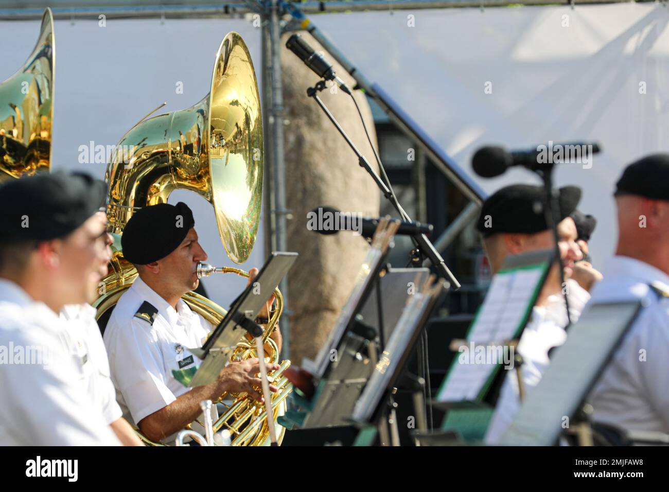 U.S. Army Sgt. Zade Nahhas, tuba player assigned to 1st Infantry ...