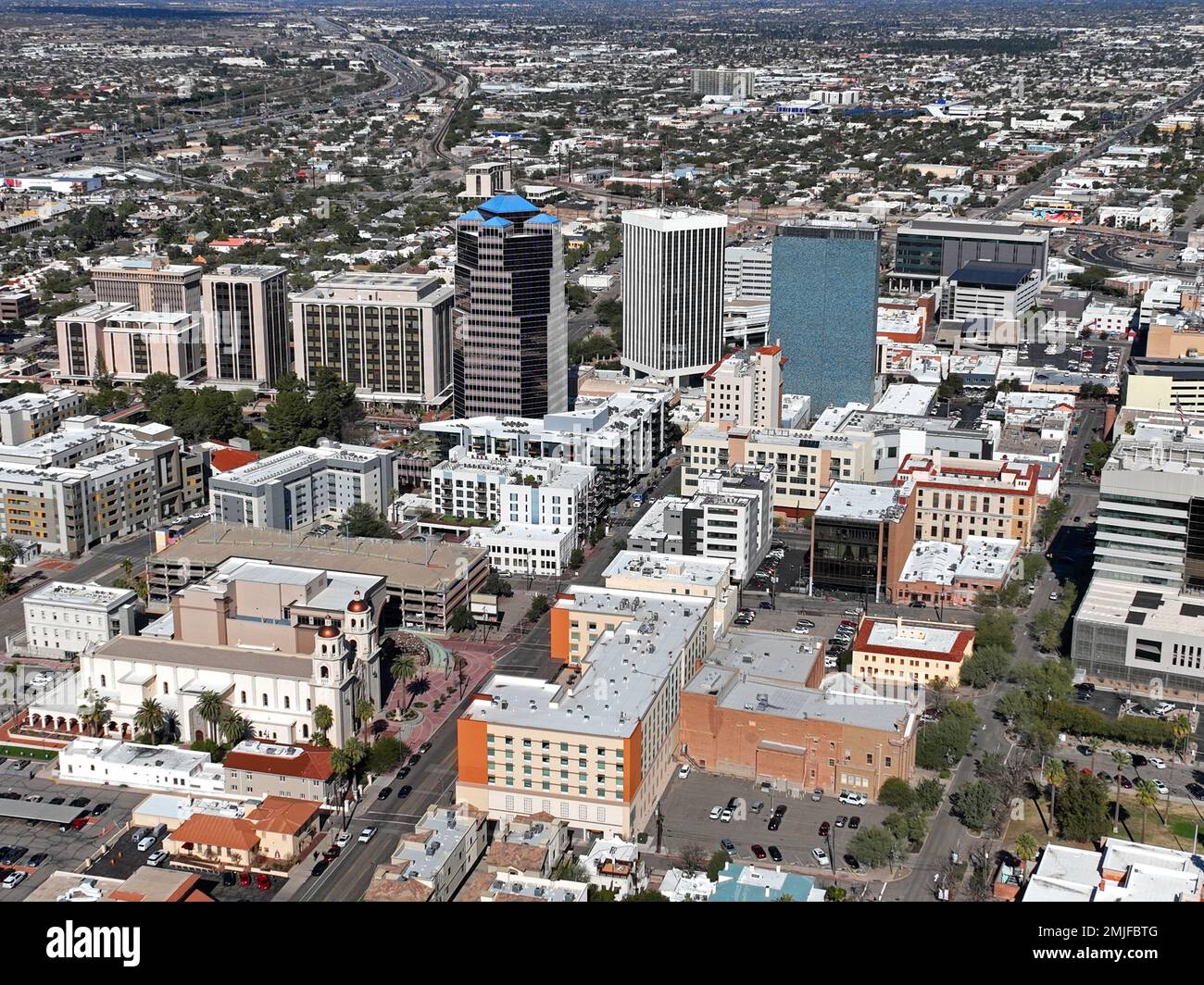 St. Augustine Cathedral and Tucson skyscrapers including One South ...
