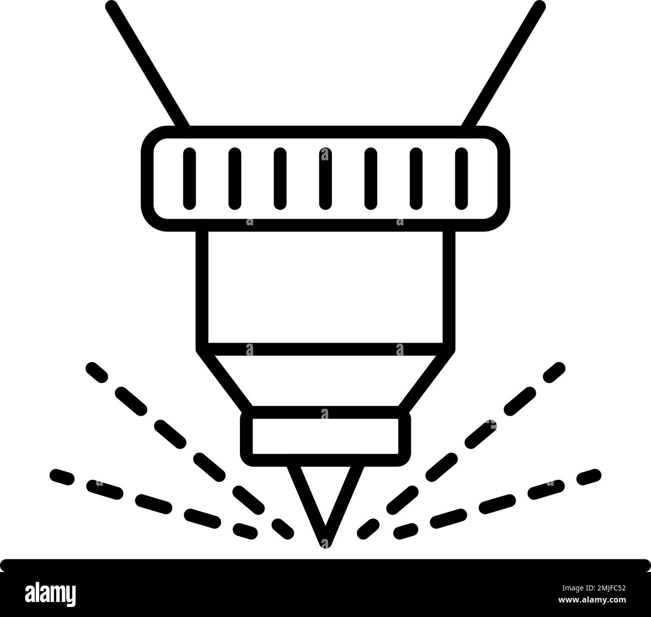 Cutting, laser, metal vector icon on transparent background. Outline ...