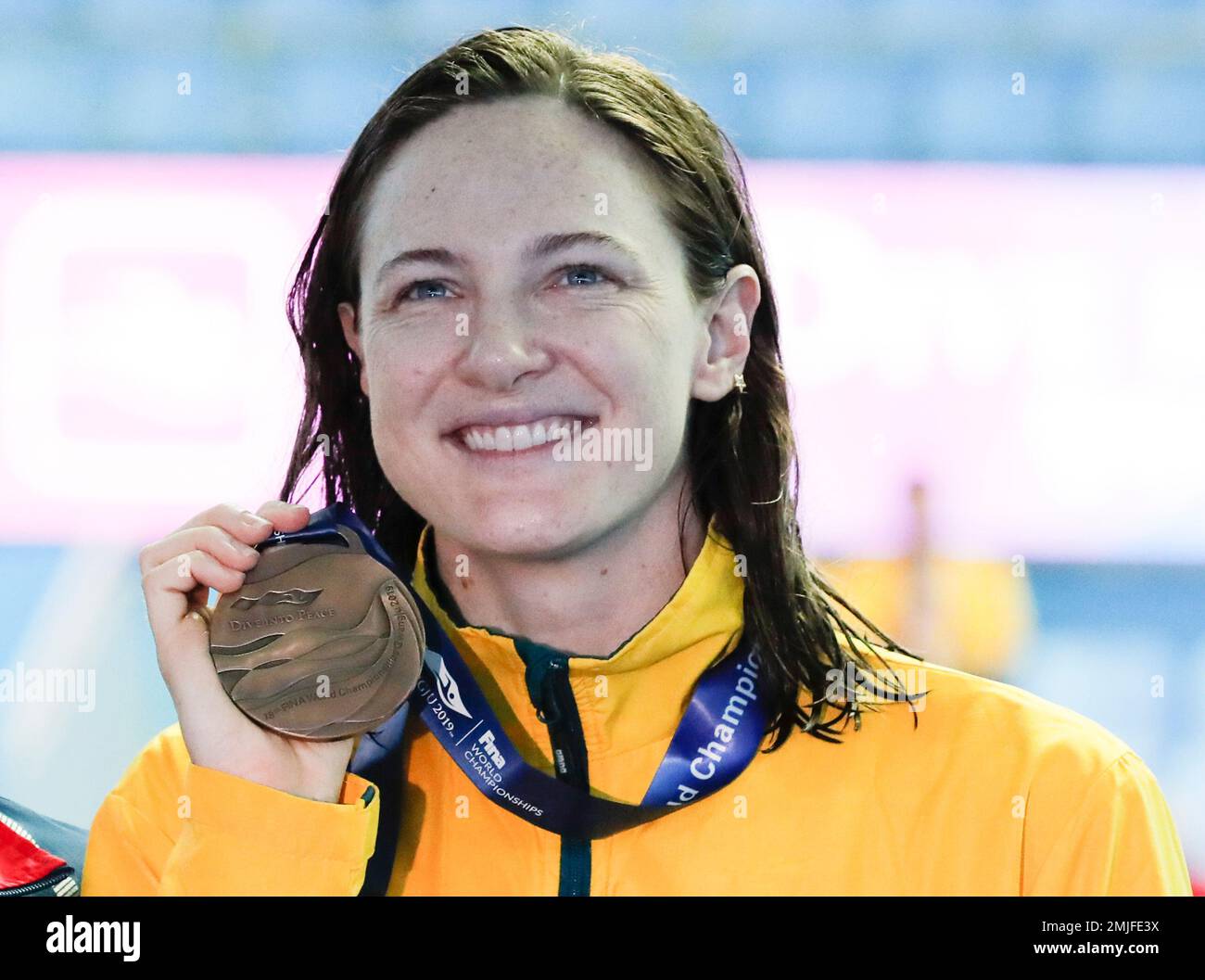 Bronze medalist Australia's Cate Campbell poses with her medal ...