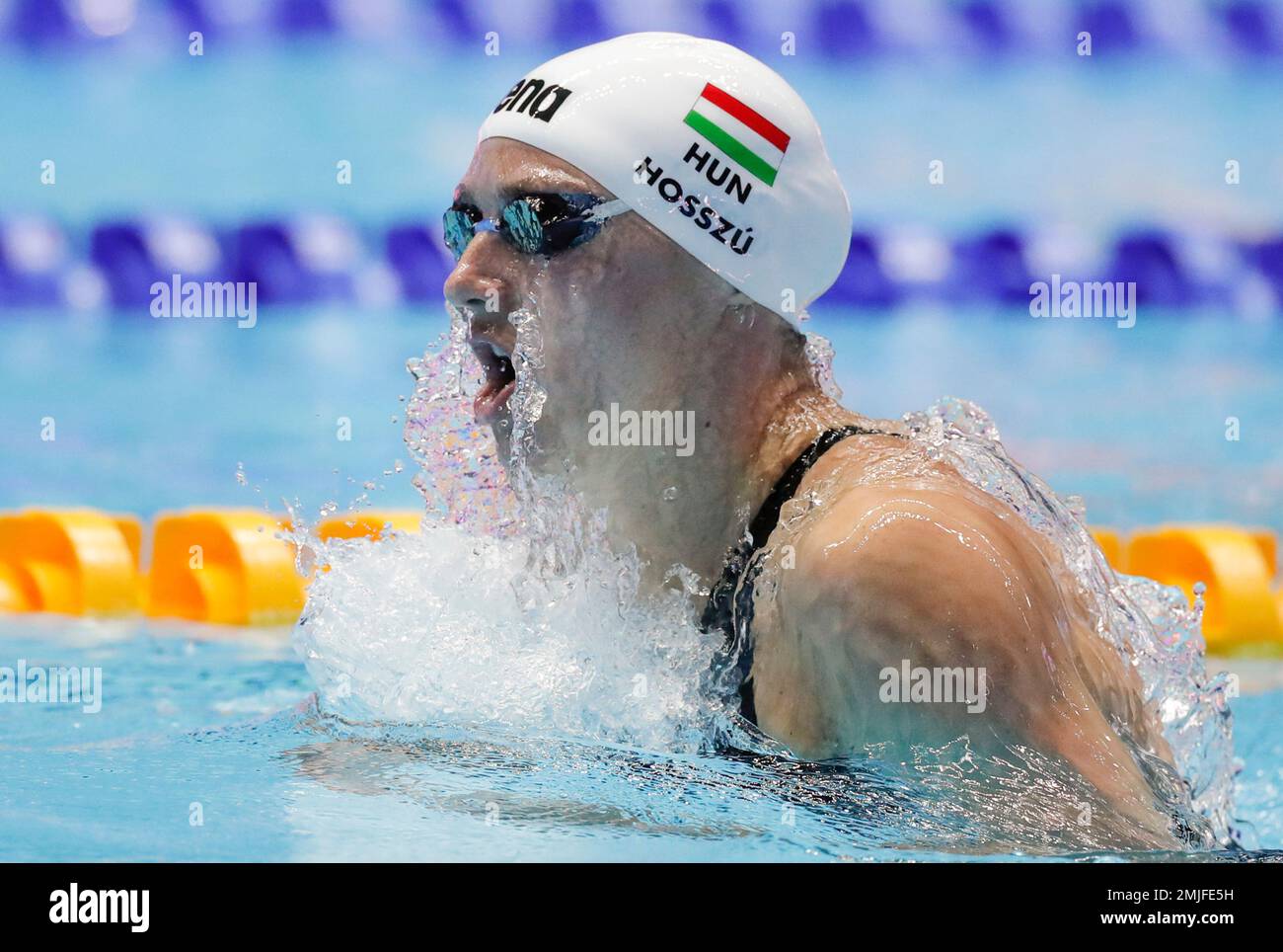 Hungary's Katinka Hosszu swims in the women's 400m individual medley ...