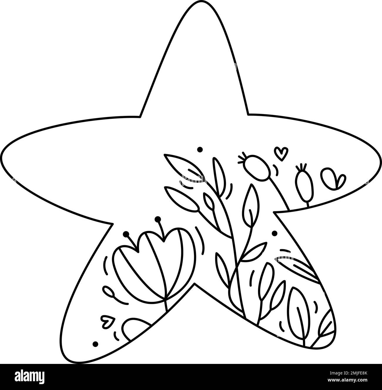 Cute hand drawn vector baby star line spring with line berries ...