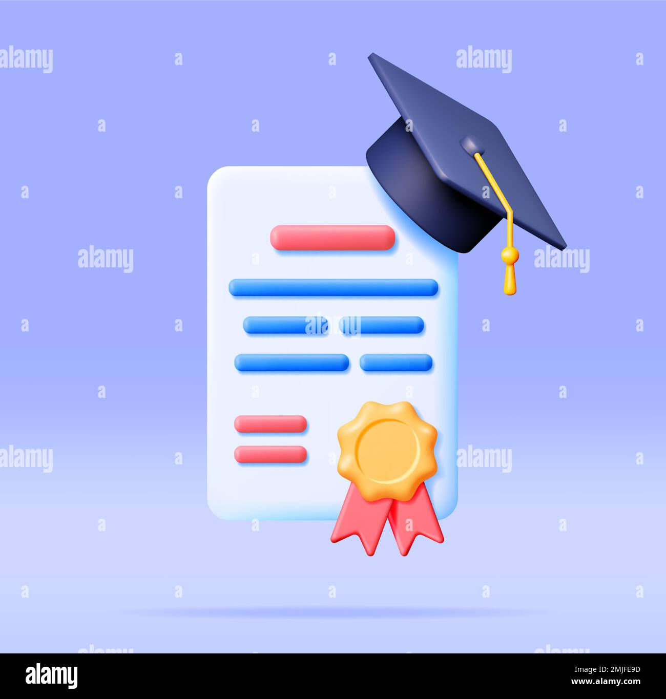 3D Certificate with Stamp and Graduation Cap Stock Vector Image & Art ...