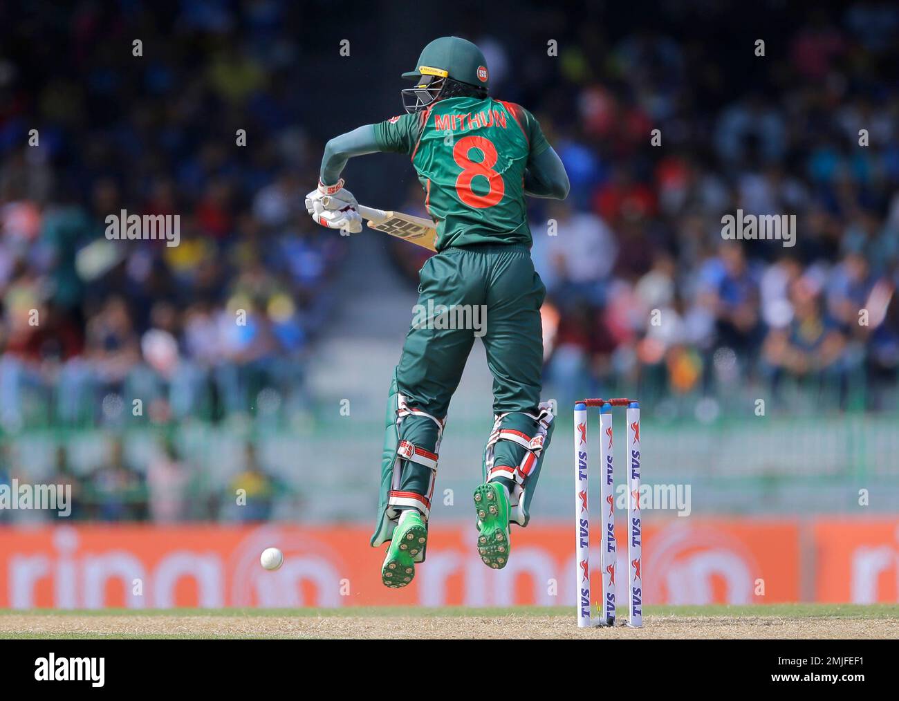 Bangladeshi batsman Mohammad Mithun plays a shot during the second one ...