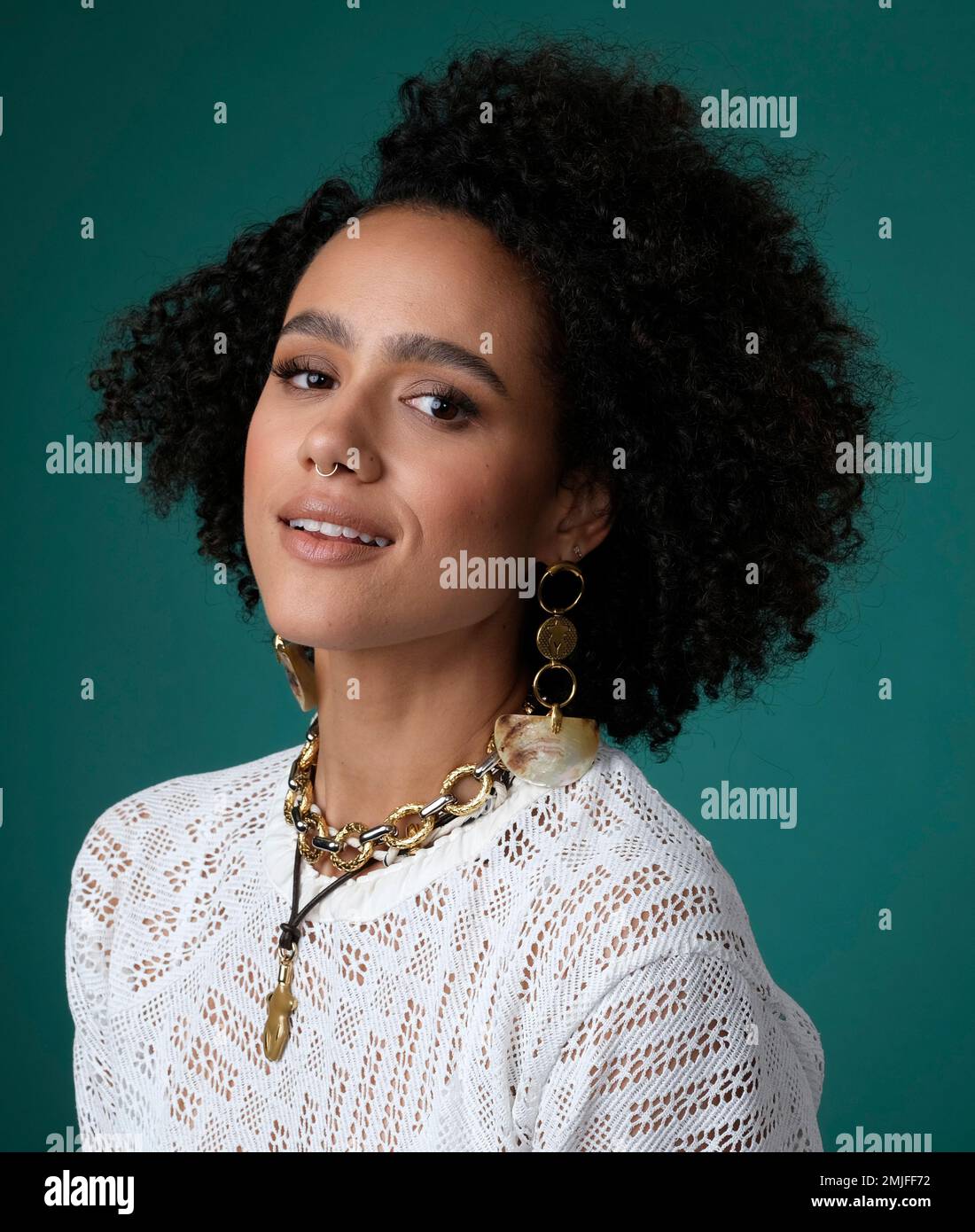 Nathalie Emmanuel, a cast member in the Hulu miniseries "Four Weddings ...