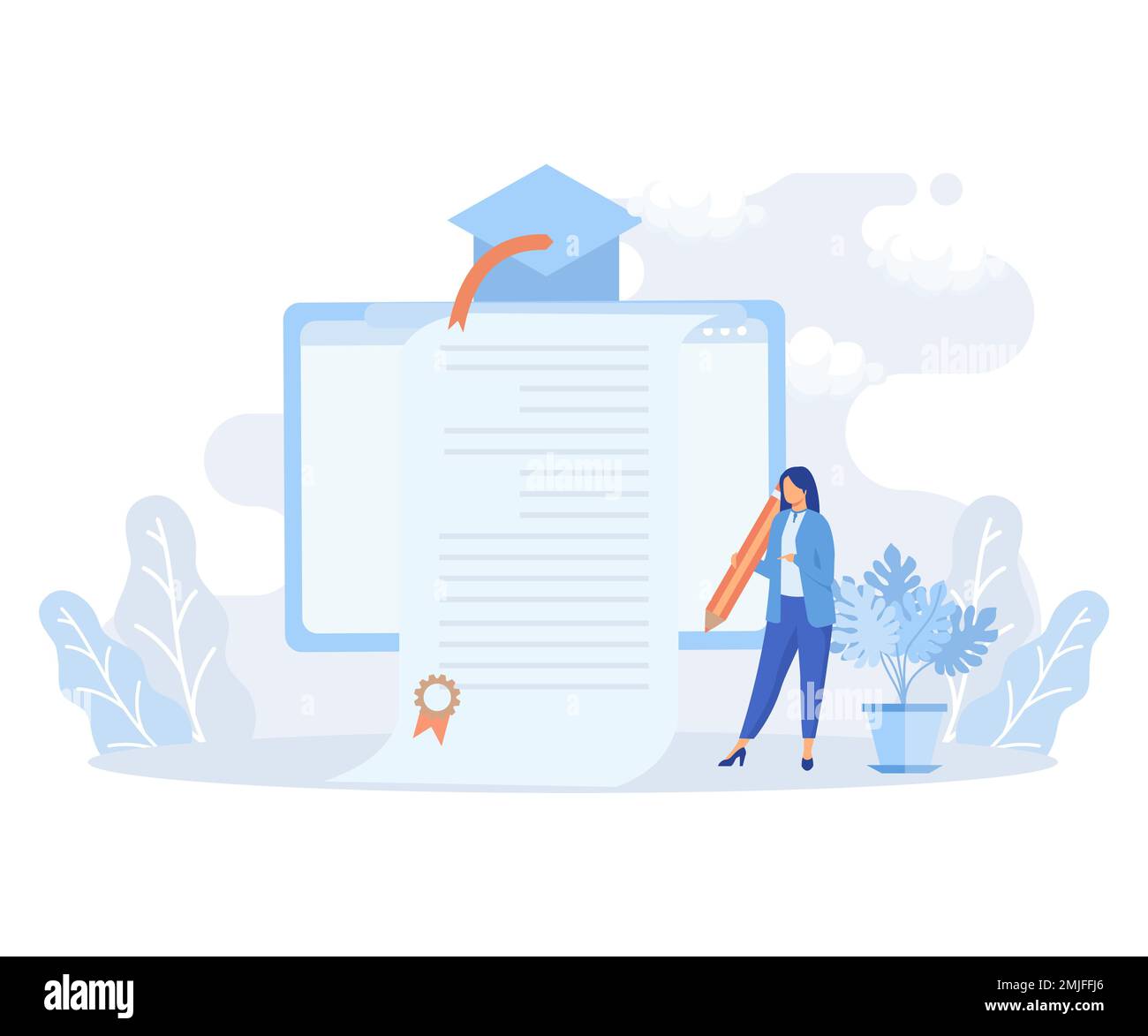 Education illustration set. Characters celebrating successfully ended ...