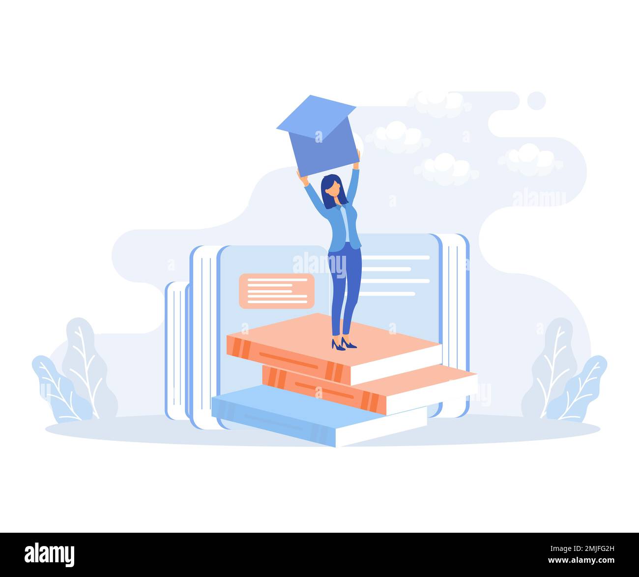 Education illustration set. Characters celebrating successfully ended ...