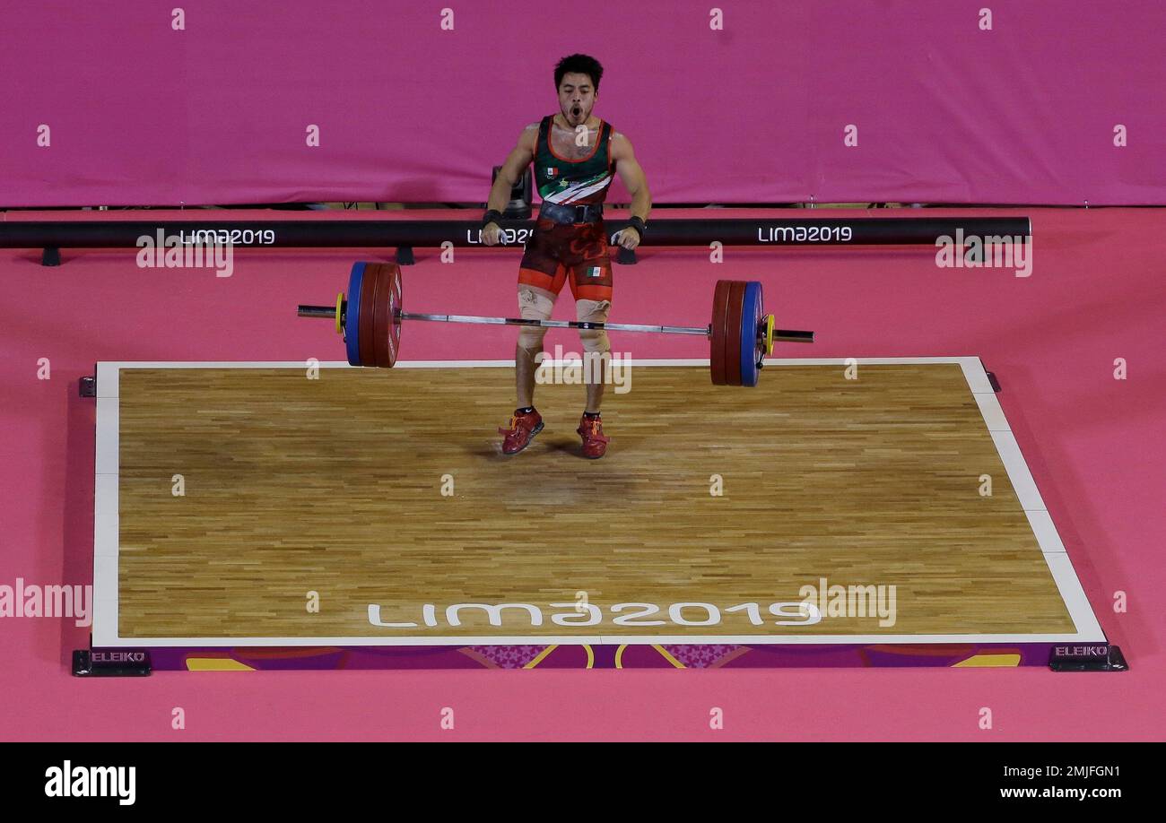 Jonathan Munoz, of Mexico, celebrates winning the gold for men's ...
