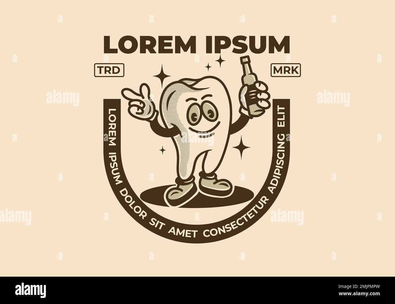 An illustration badge design of a tooth mascot character Stock Vector ...