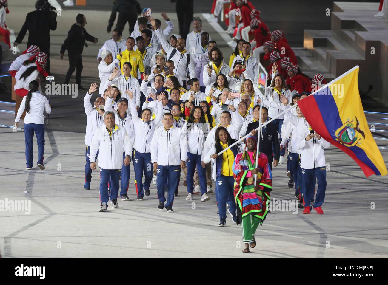 Ecuador's Tamara Salazar carries her national flag during the Opening ...