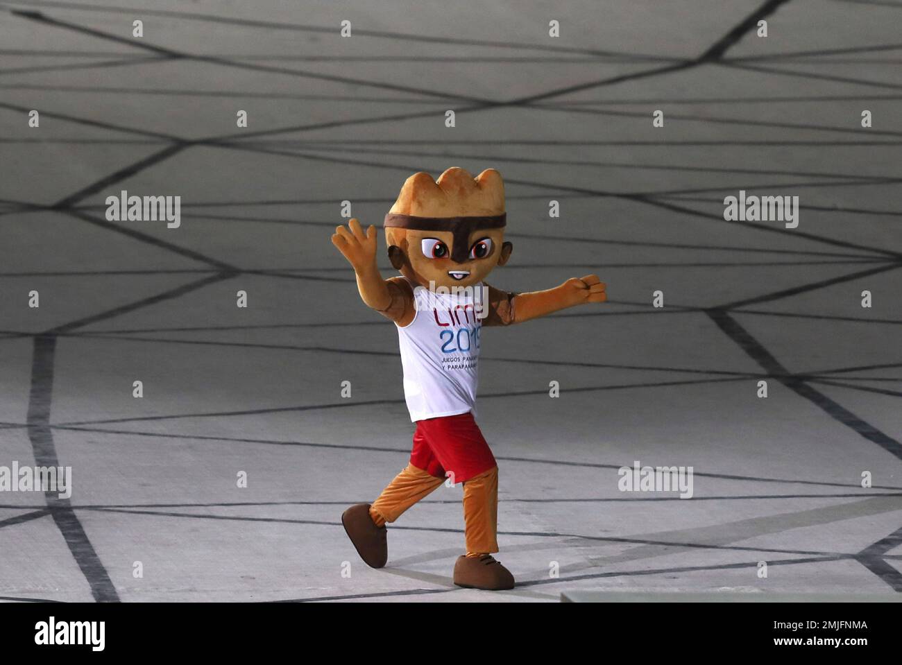 The Pan American Games' mascot "Milco" enters to the National stadium ...