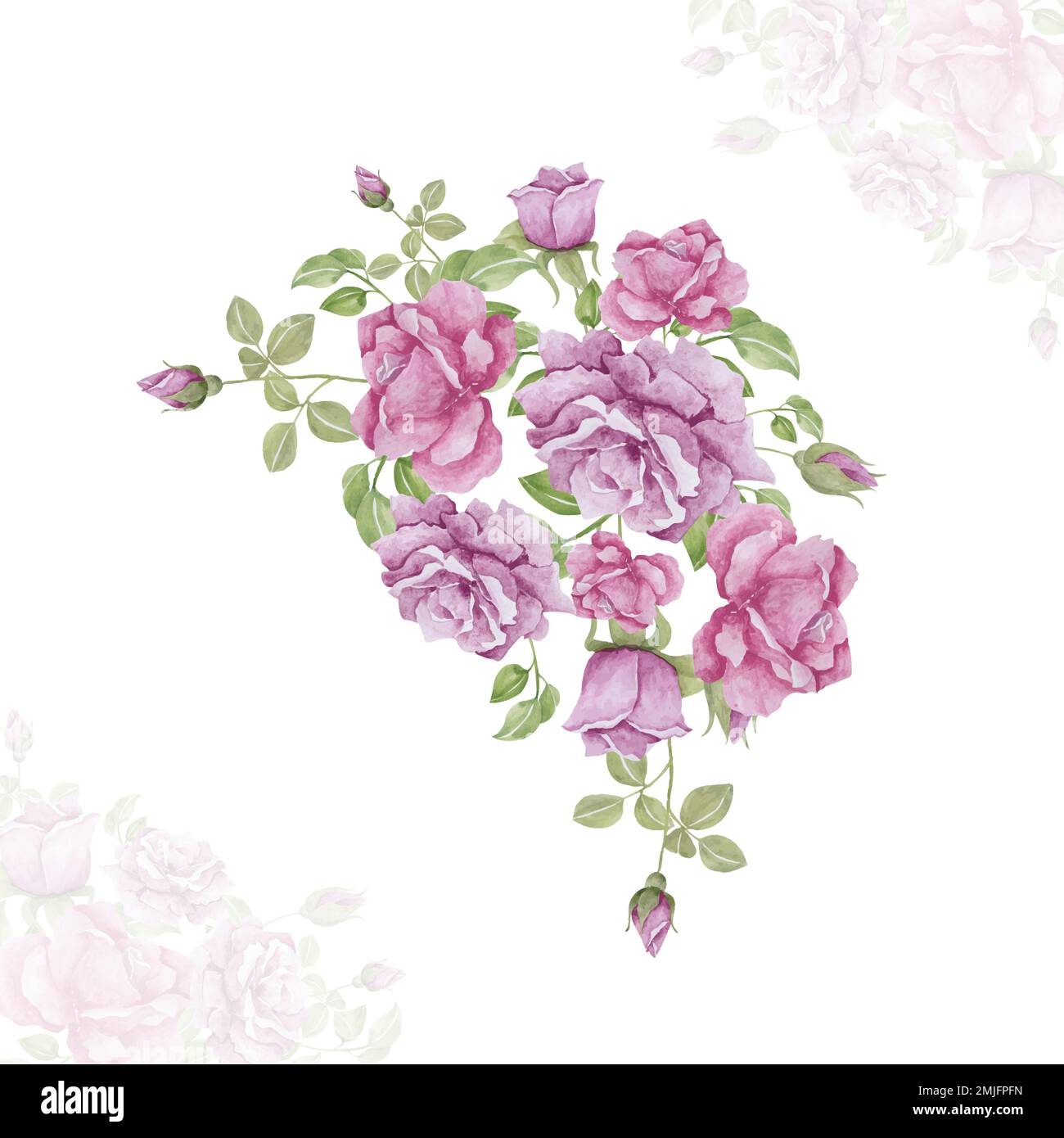 Composition Of Flowers In Gentle Pastel Colors Bouquet Element For