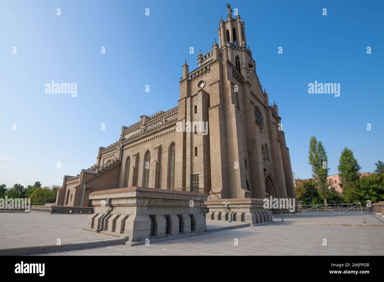 Catholic Cathedral "Sacred Heart of Jesus" close-up on a sunny ...