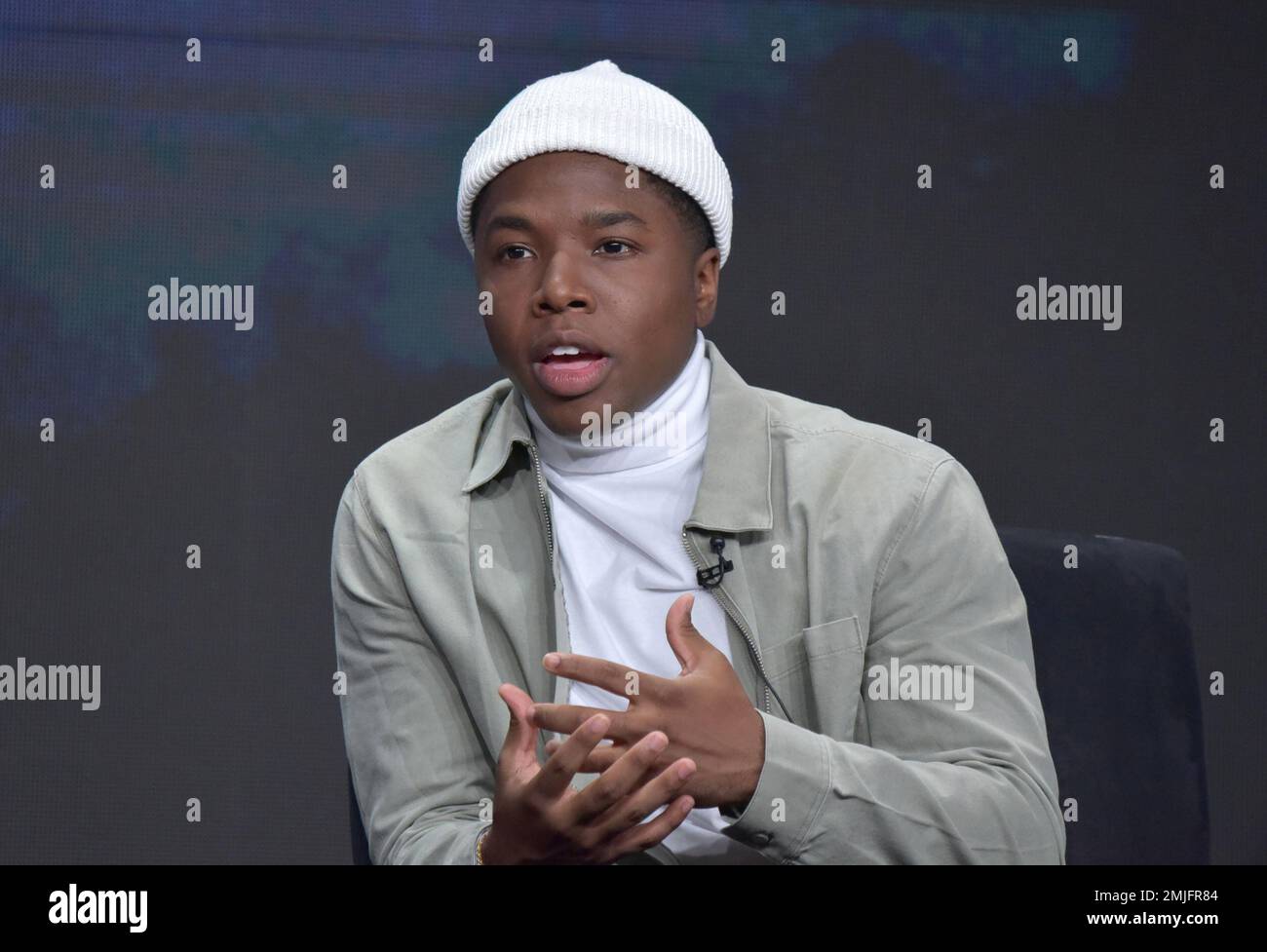 Denny Love speaks in Hulu's "Looking For Alaska" panel at the ...