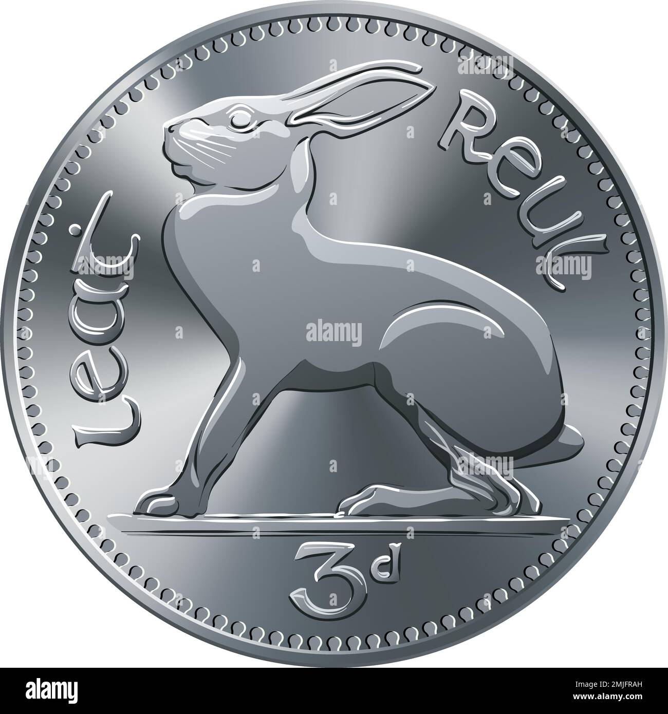 Irish money Pre-decimal silver Threepence coin with Irish hare on ...