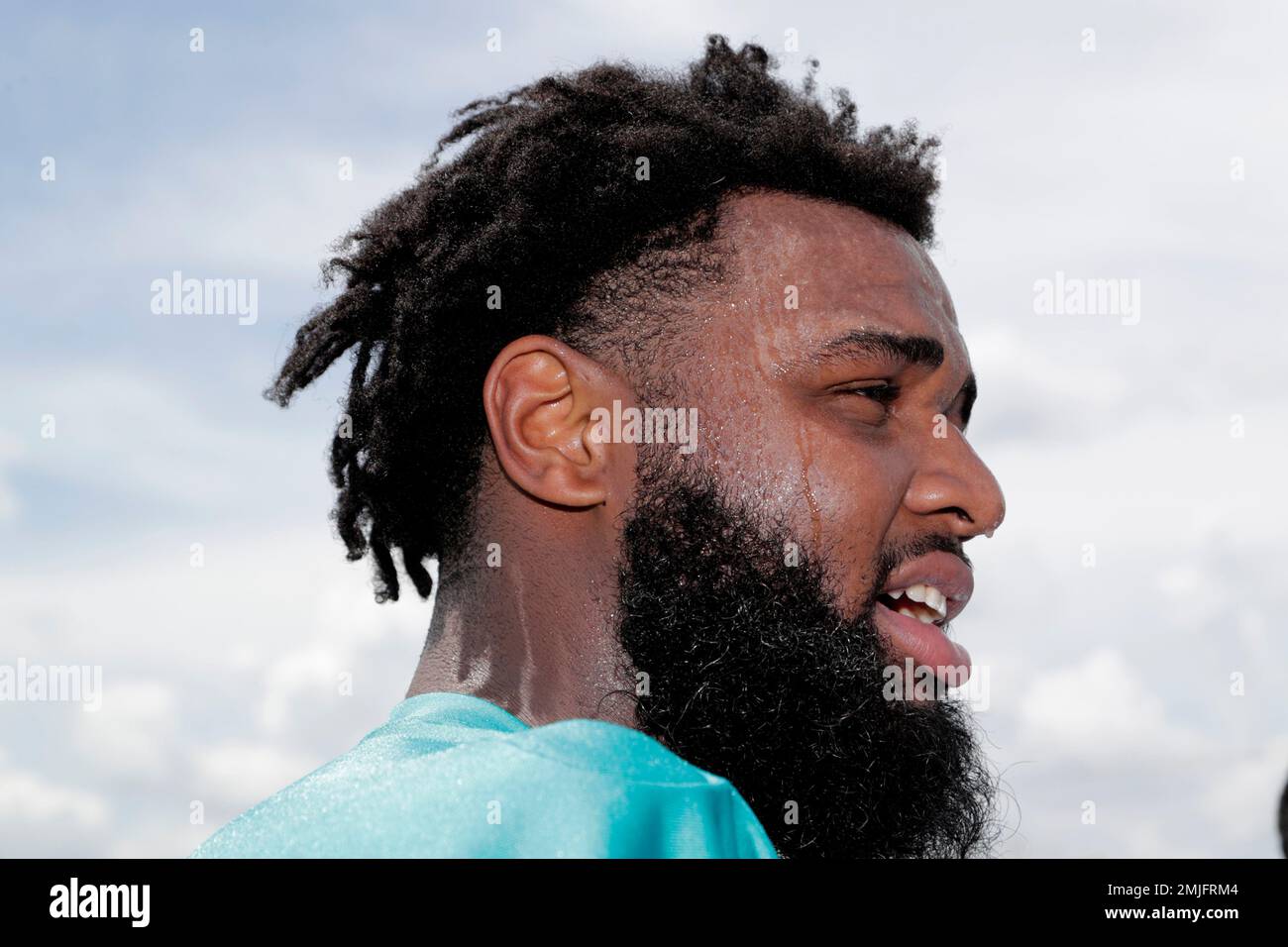 Miami Dolphins defensive tackle Christian Wilkins talks with the news ...