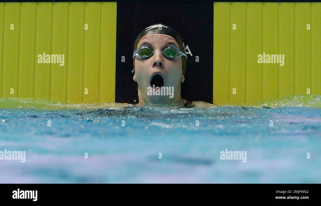 United States' Regan Smith reacts after her women's 200m backstroke ...